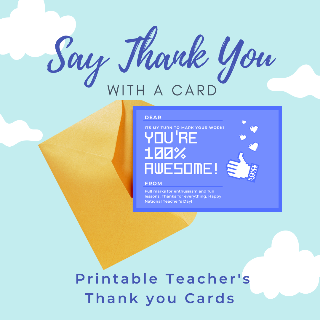 Teachers Day Printable THANK YOU Cards – Labels4School