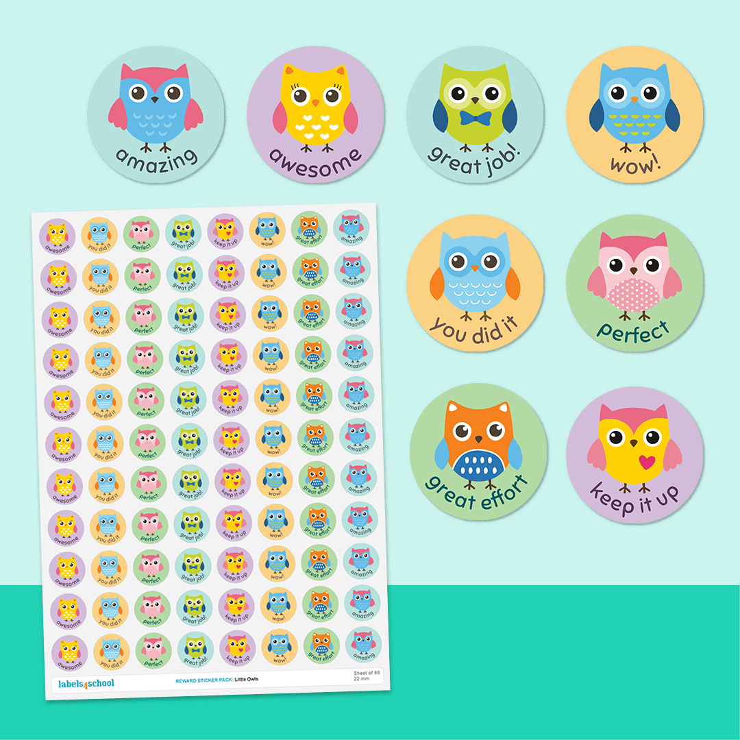 Little Owls Merit Stickers - 176 Reward Stickers | Labels4school ...