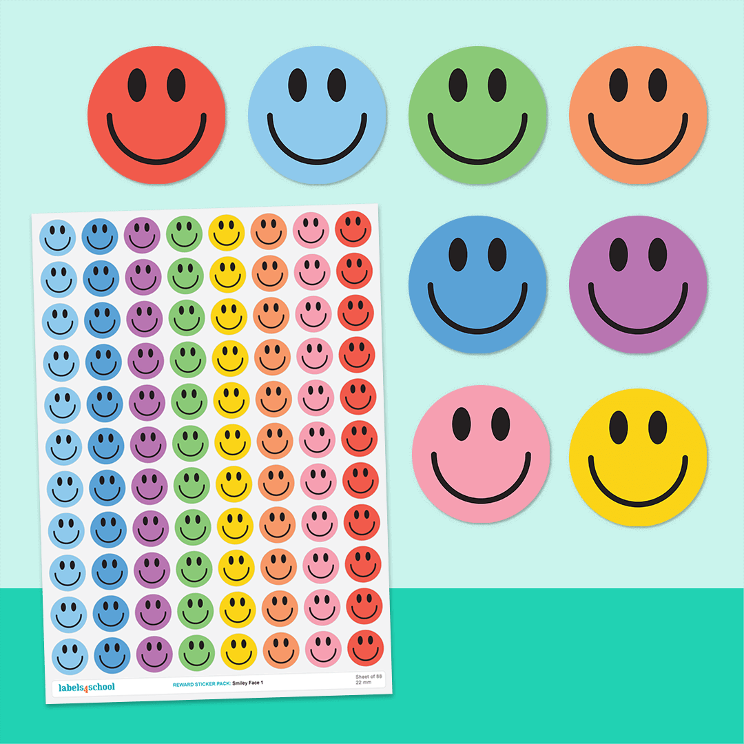 Smiley face 1 Merit Stickers - 176 Reward Stickers | Labels4school ...