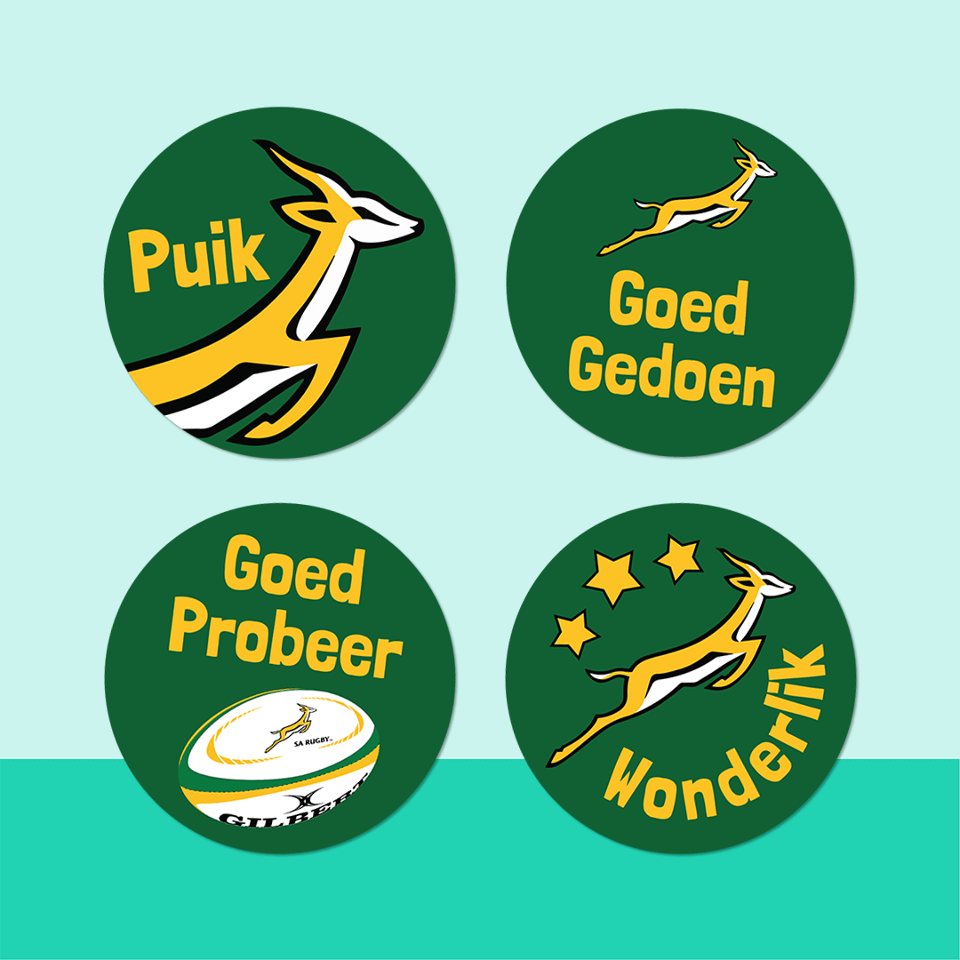 Springbok Rugby Reward Stickers for Teachers | Sports Team Merit Labels ...