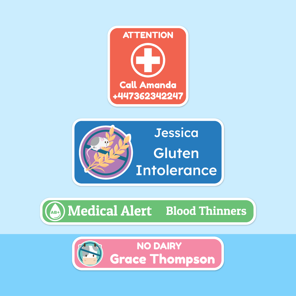 Medical Alert Stickers for Kids – Personalised Safety Labels ...