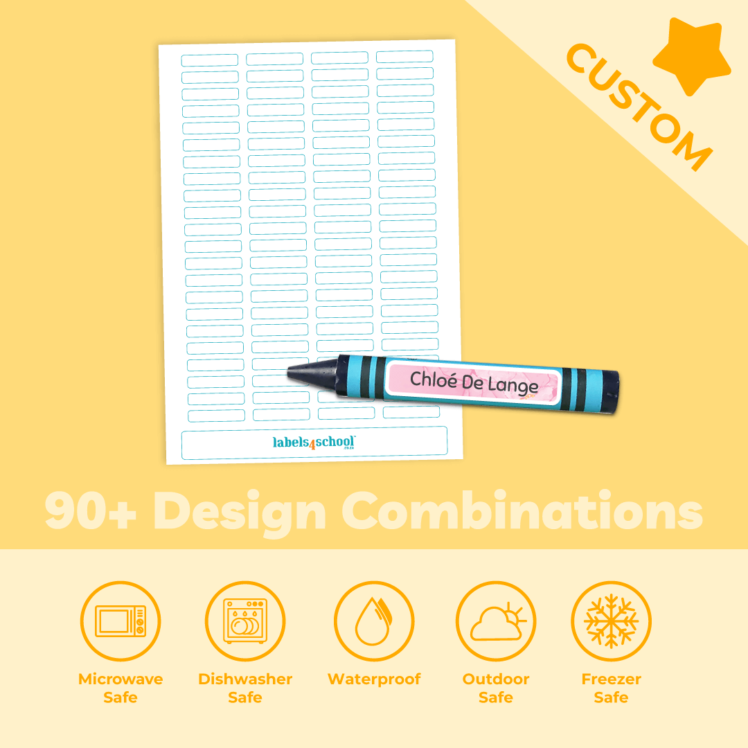 Colour Skinny Labels - 88 Personalised Labels | Labels4school ...