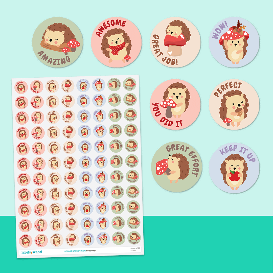 Hedgehogs Merit Stickers - 176 Reward Stickers | Labels4school ...