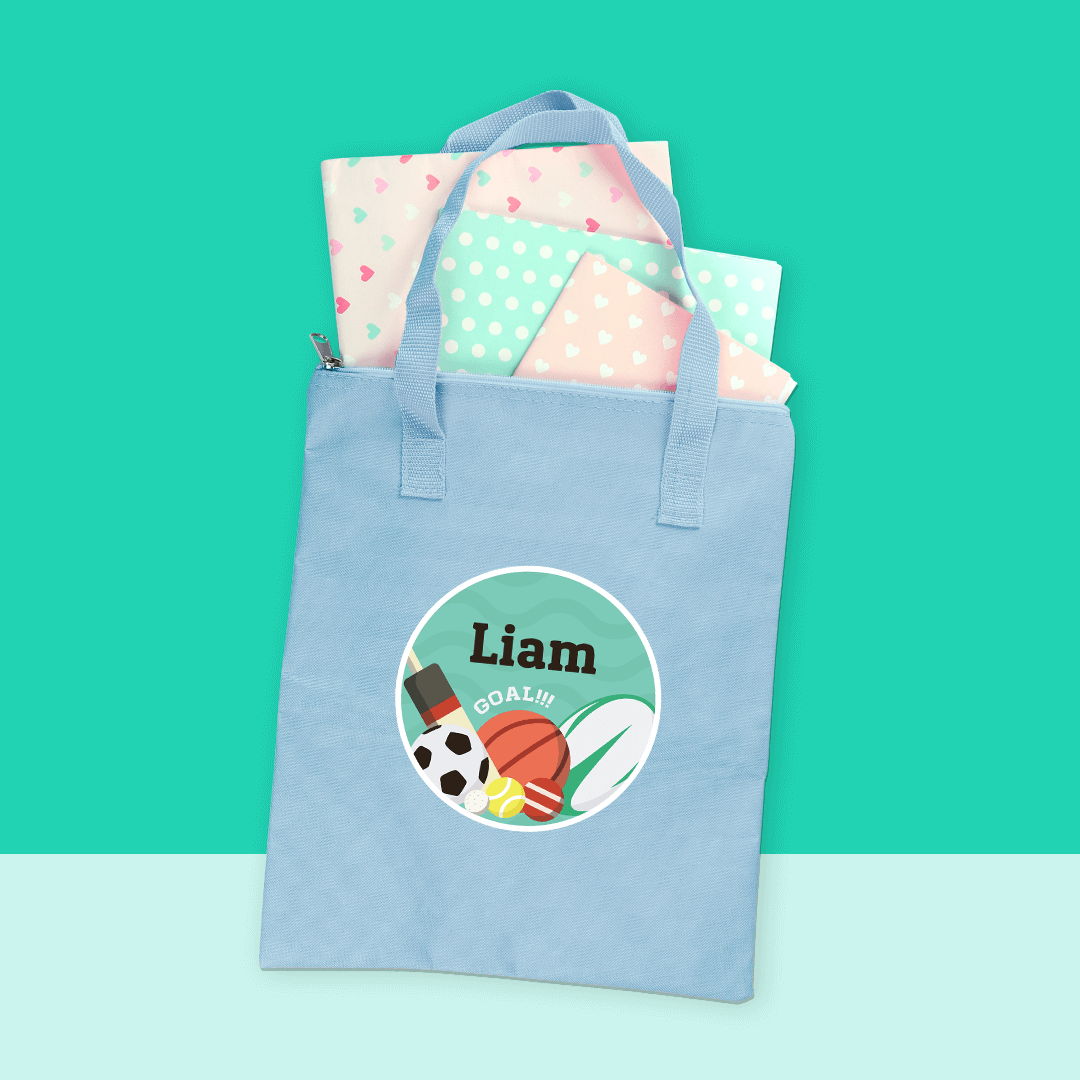 Library Bag | Light Blue Book Bag – Labels4School