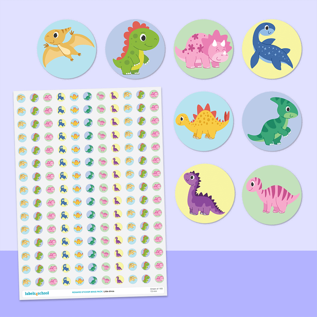 Little Dinos Mini Dot Stickers - 165 Reward Stickers | Labels4school ...