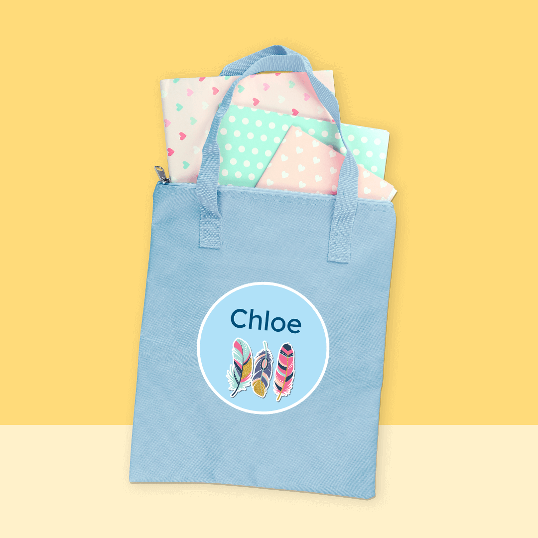 Library Bag | Light Blue Customised Book Bag – Labels4School