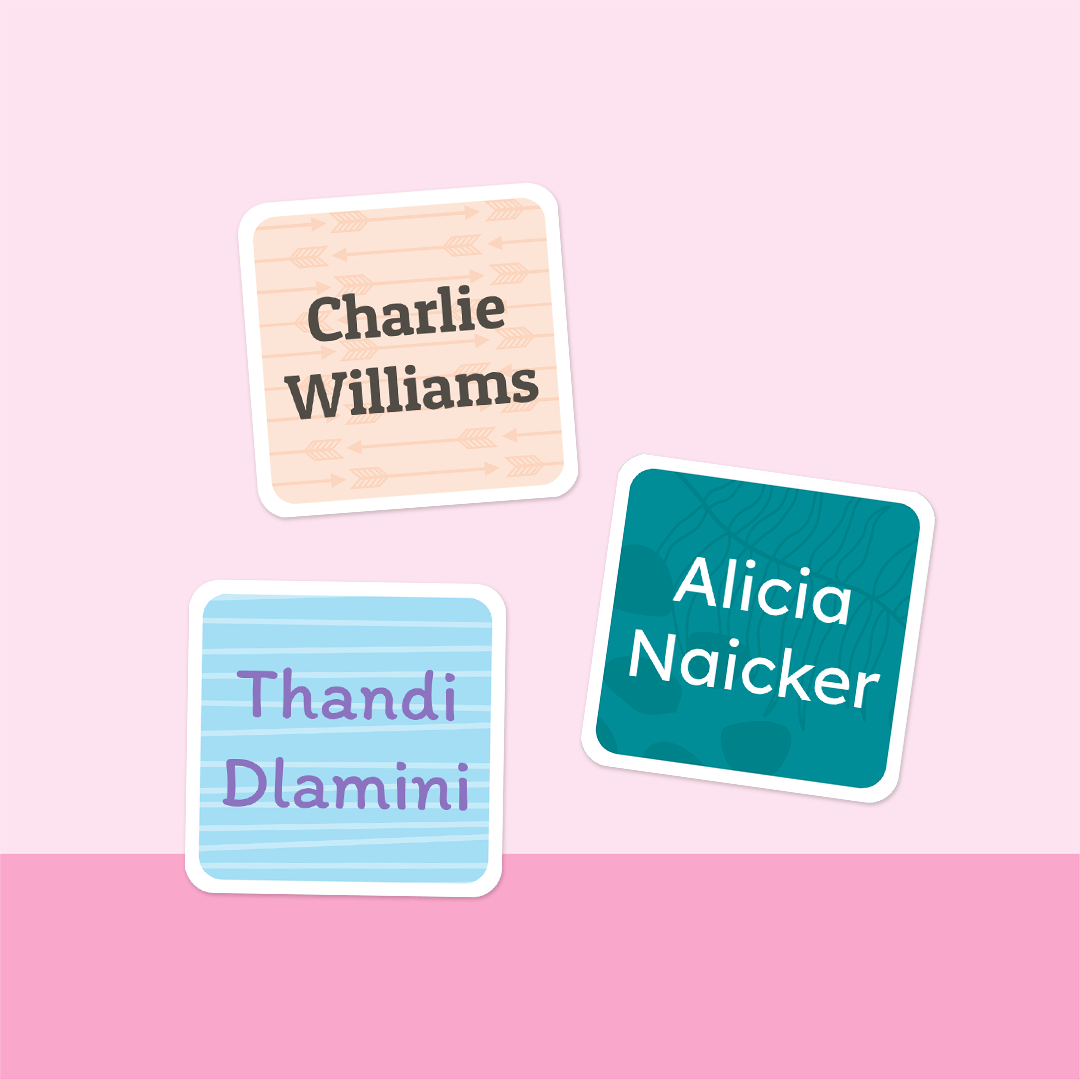Colour Baby Squares - 80 Personalised Labels | Labels4school ...