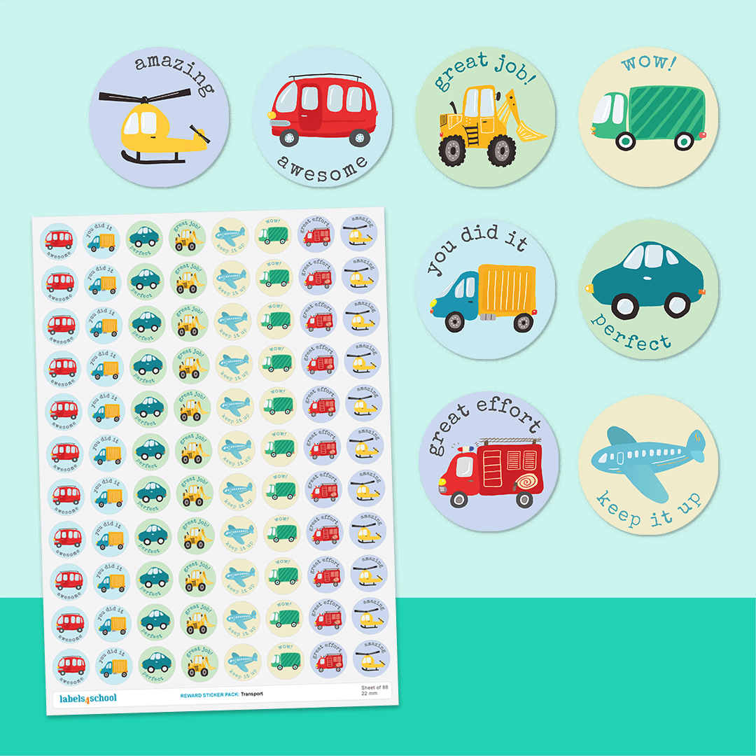 Transport Merit Stickers - 176 Reward Stickers | Labels4school ...