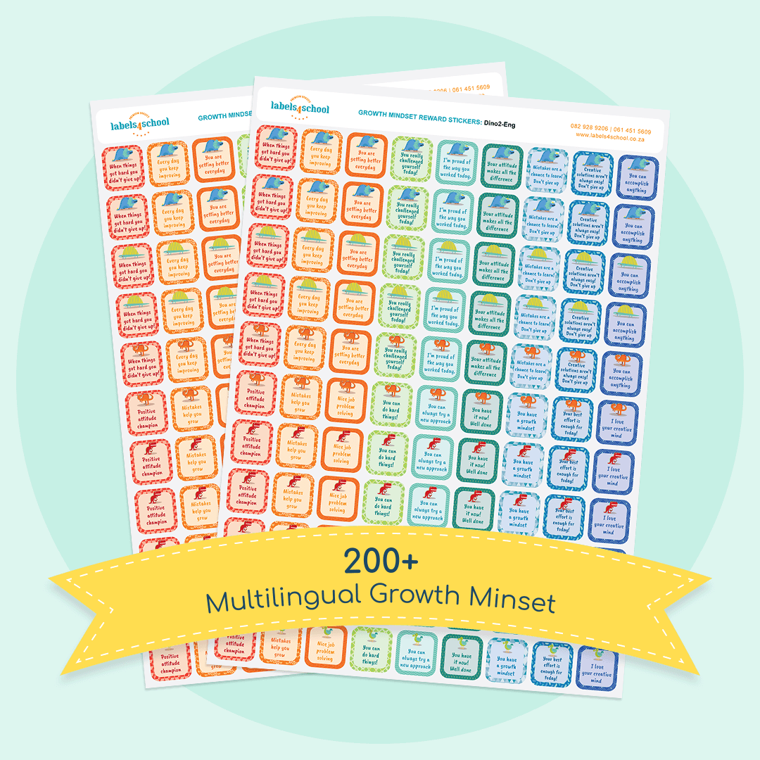 300 Growth Mindset Stickers - Dinosaurs | Labels4School