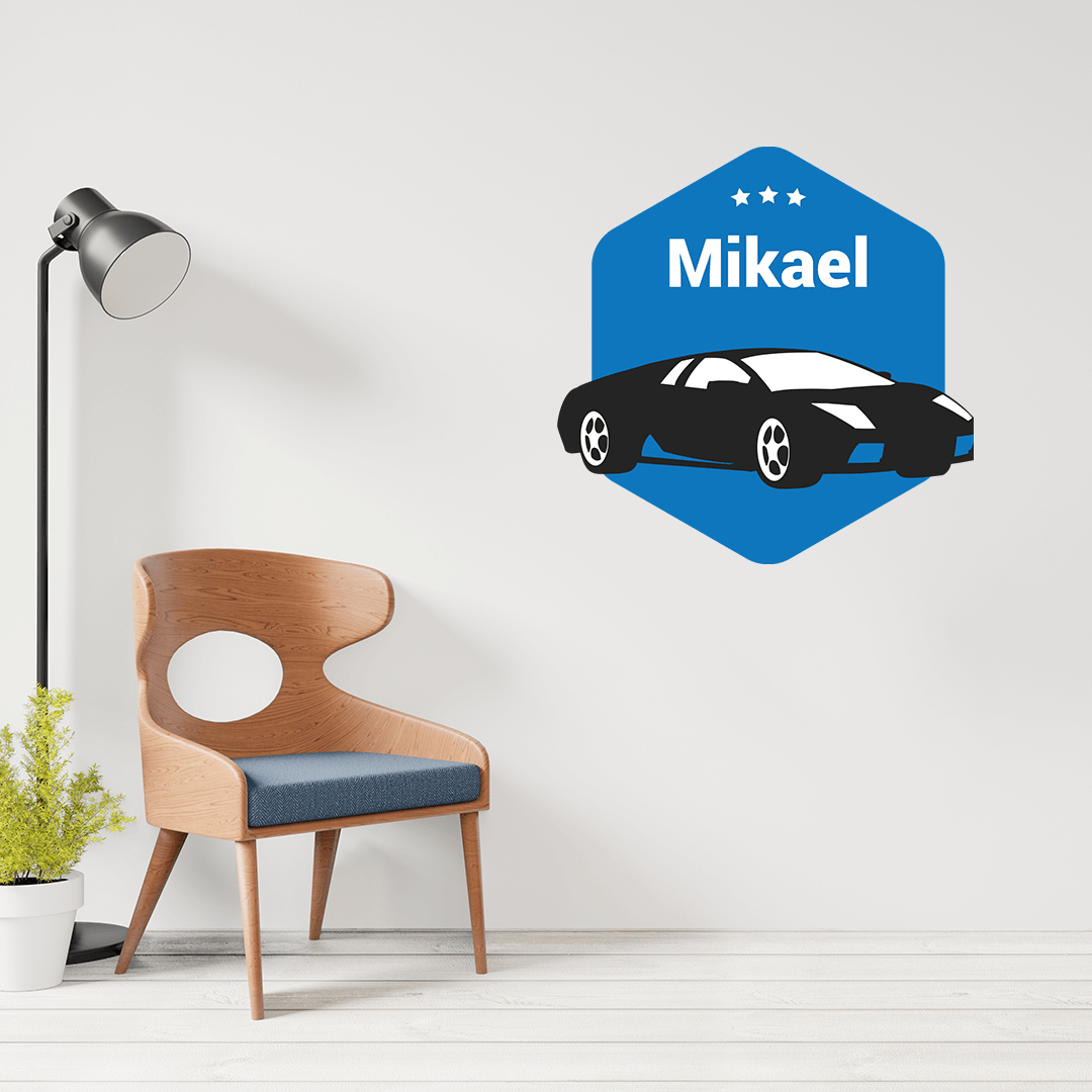 Car Personalised - Blue wall decal room stickers | Labels4school ...