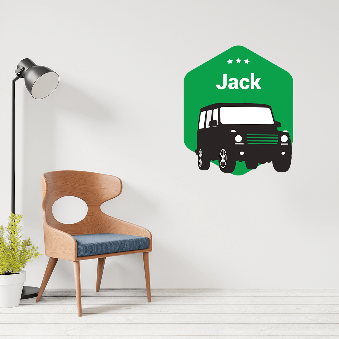 Car Personalised – Green wall decal room stickers | Labels4school ...